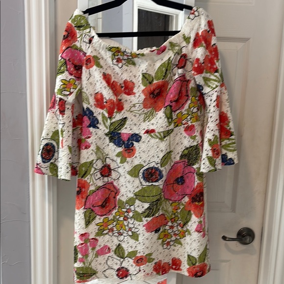 Trina Turk | Dresses | Trina Turk Floral Long Sleeve Dress Red Pink ...
